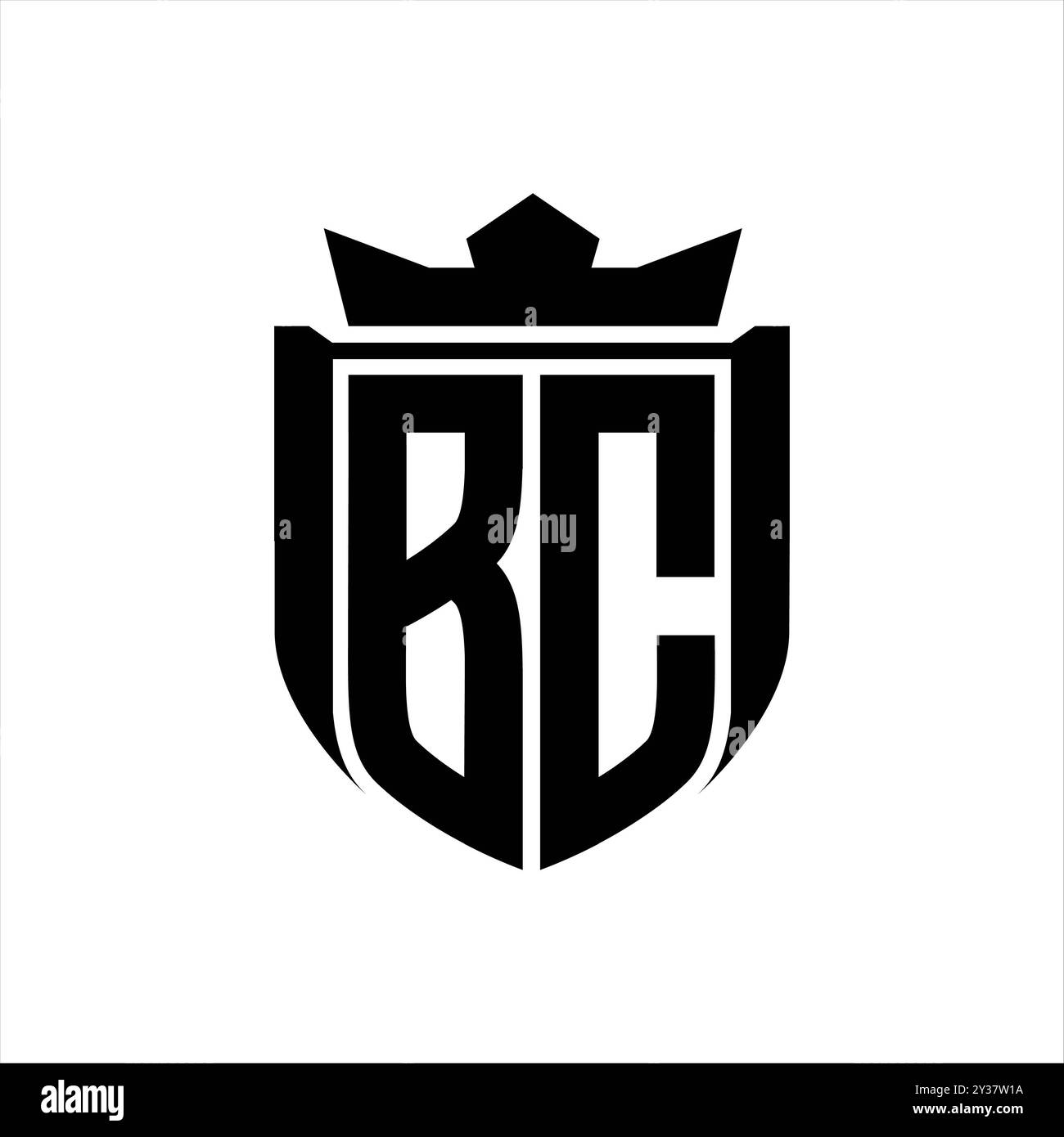 BC Letter logo with shield shape inside shield badge crown on white ...