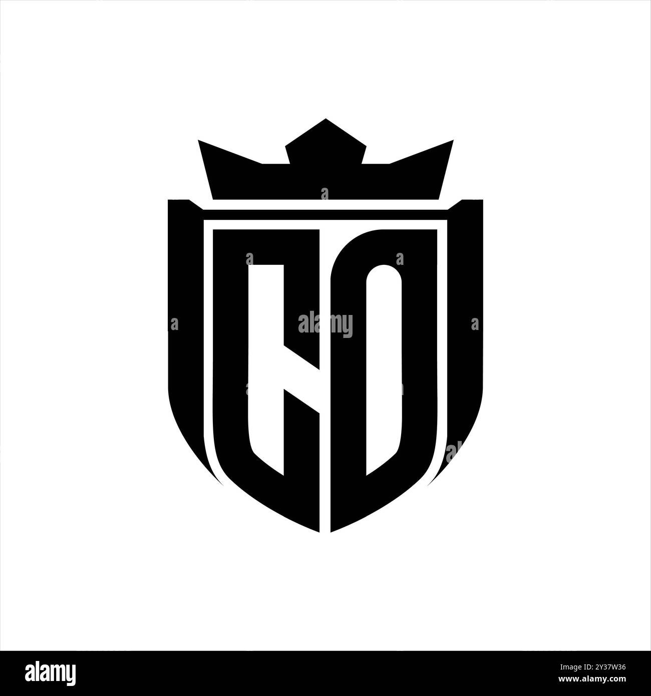 CO Letter logo with shield shape inside shield badge crown on white ...