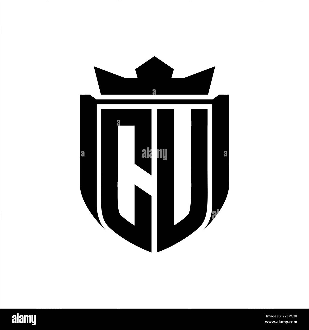 CU Letter logo with shield shape inside shield badge crown on white ...