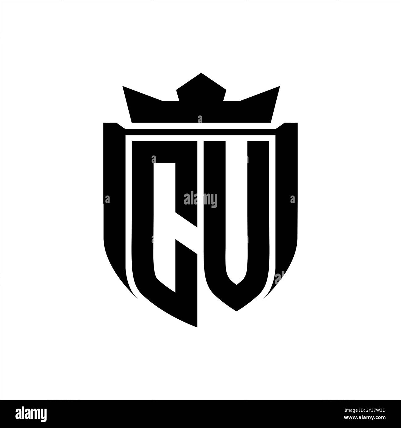 CV Letter logo with shield shape inside shield badge crown on white background template design ...