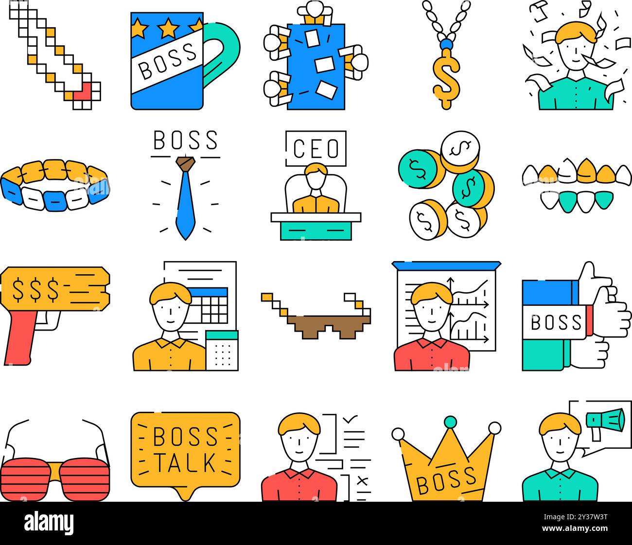 Boss Leader Businessman Accessory Icons Set Vector Stock Vector Image ...