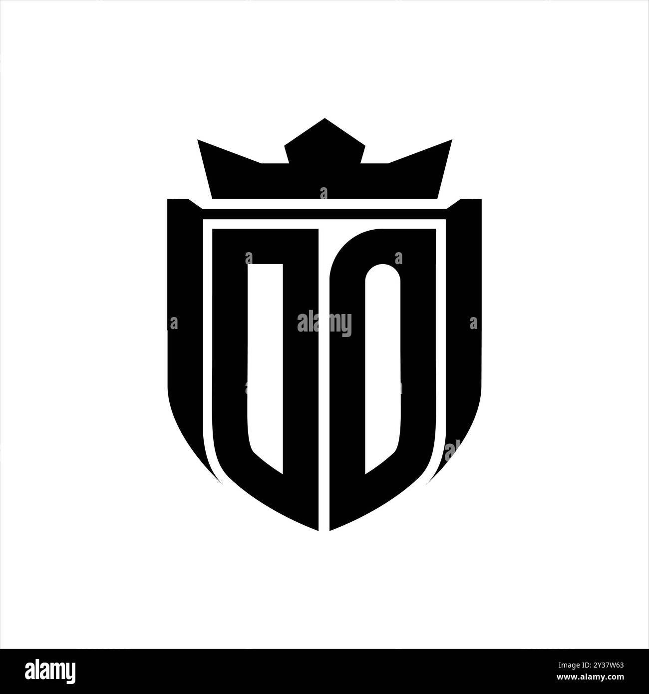 DO Letter logo with shield shape inside shield badge crown on white ...