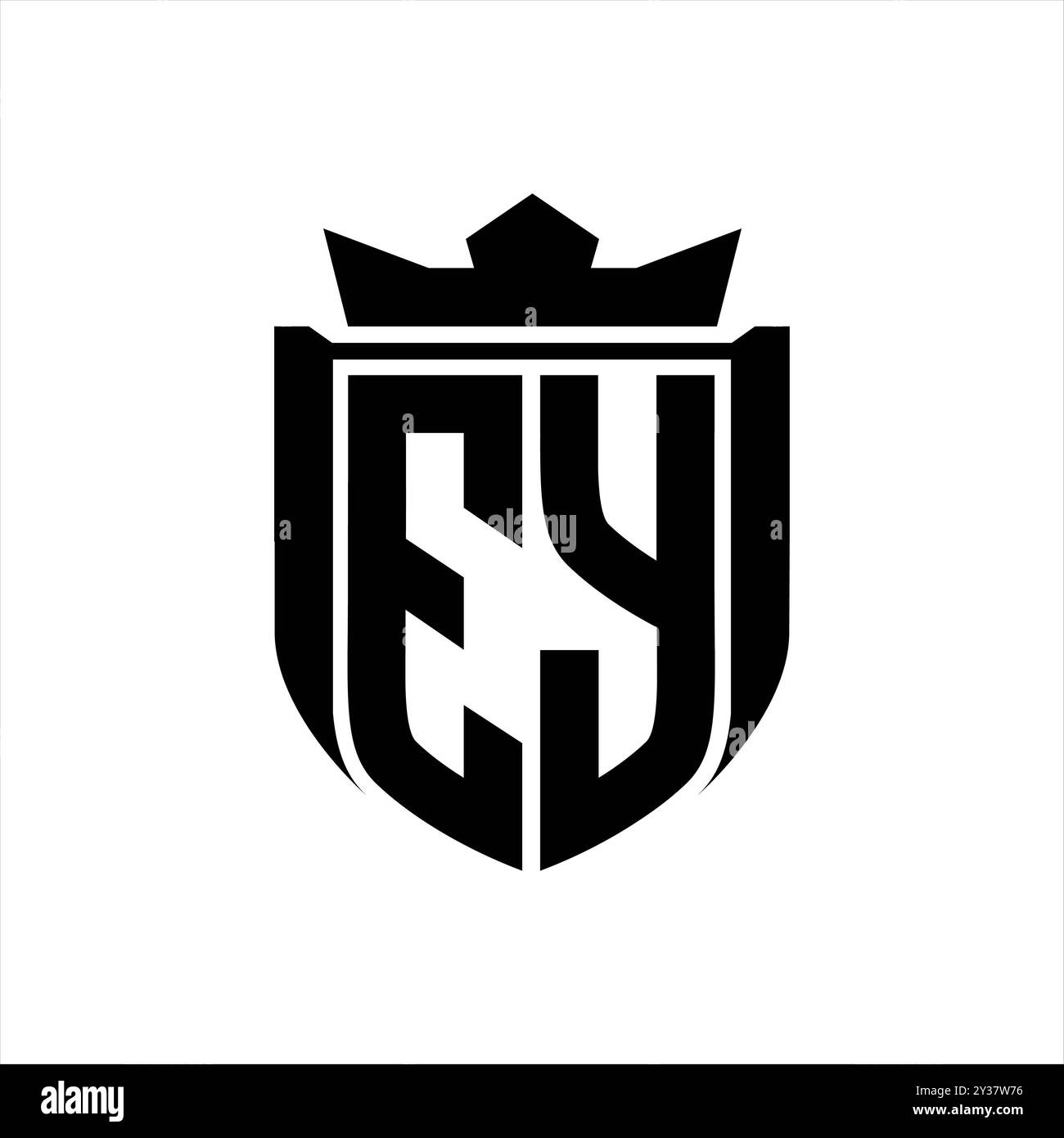 EY Letter logo with shield shape inside shield badge crown on white ...