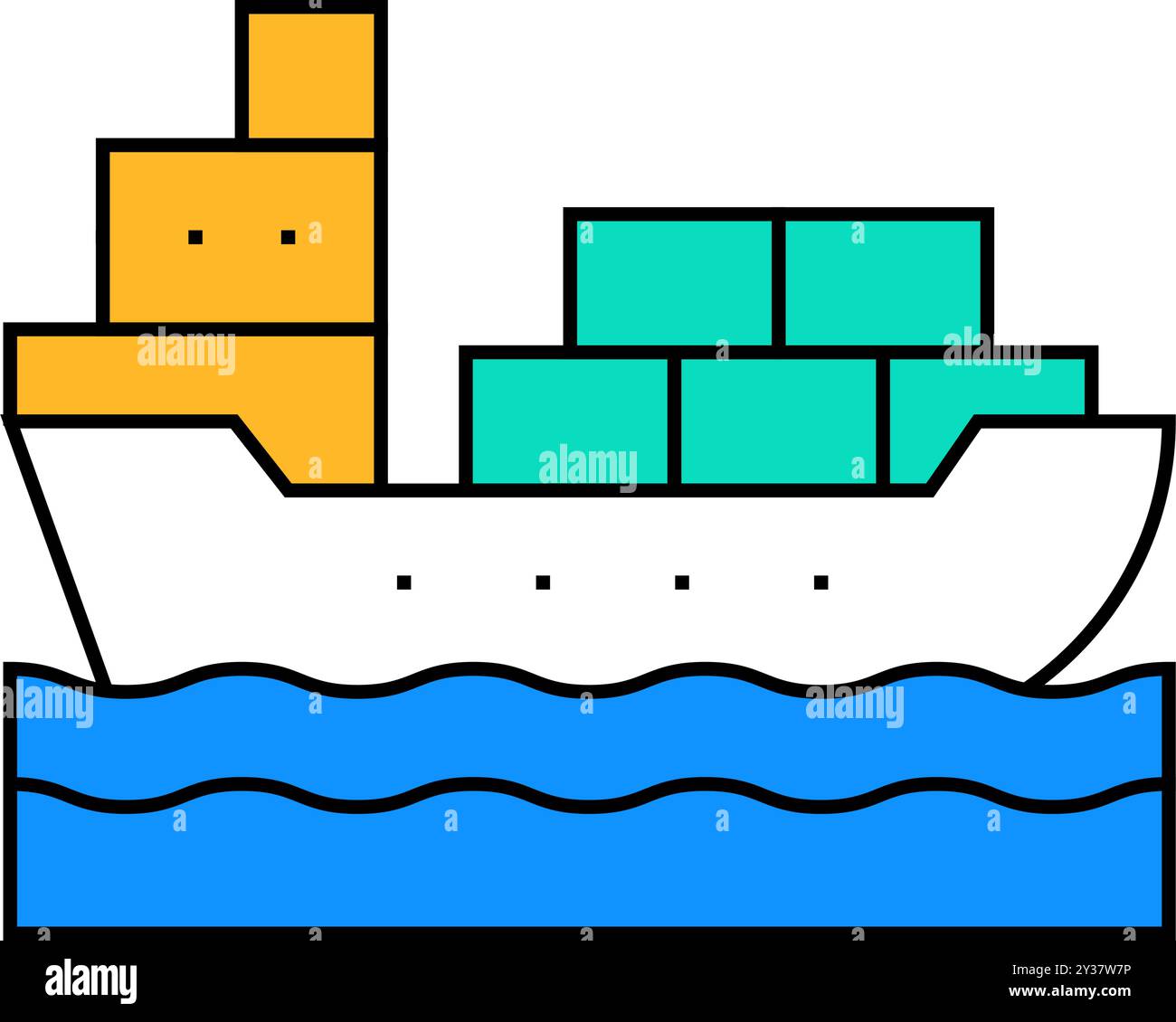 ship shipping containers icon color illustration Stock Vector Image ...