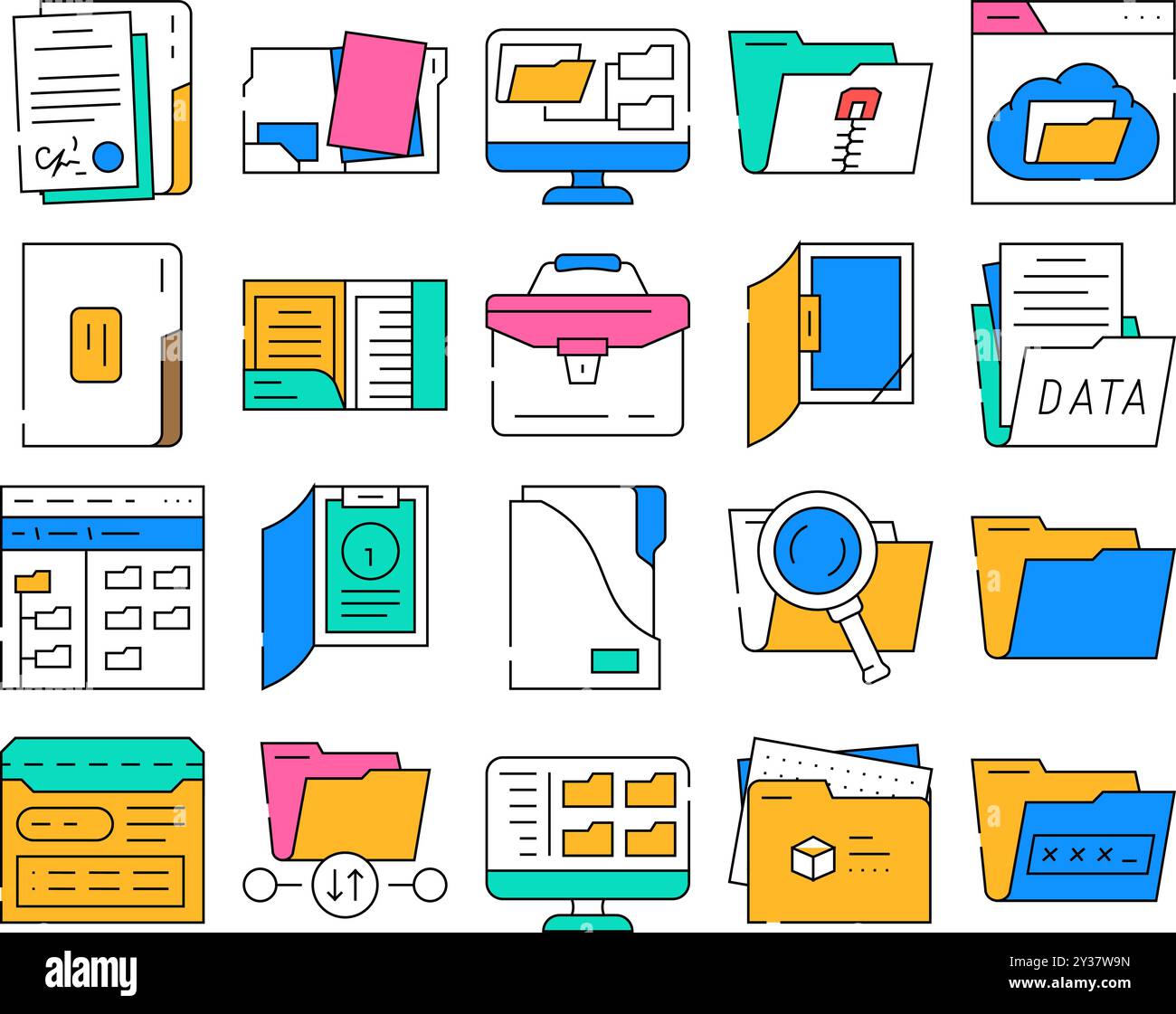 folder document business file icons set vector Stock Vector Image & Art - Alamy