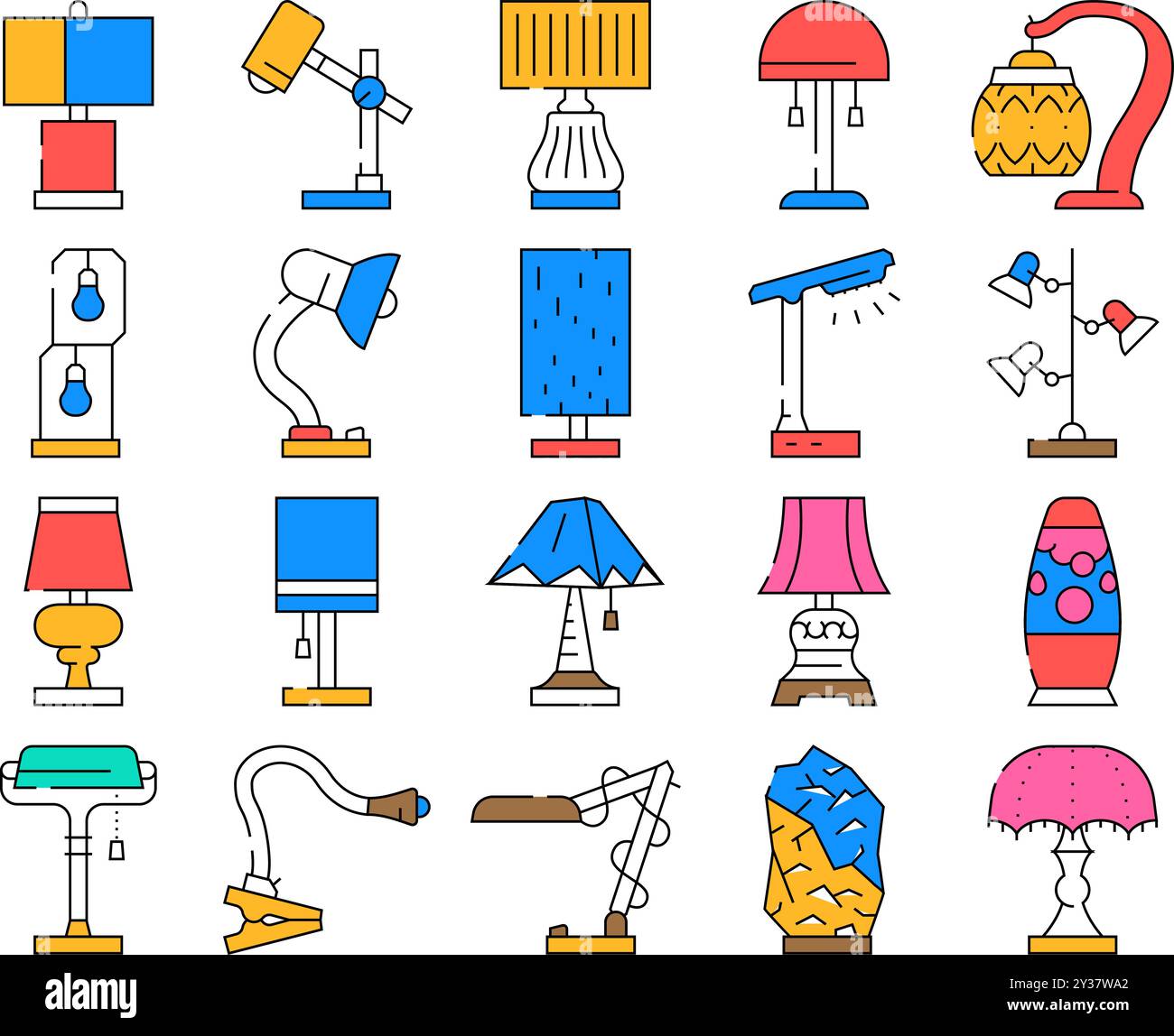 Lamp Equipment For Illuminate Icons Set Vector Stock Vector Image & Art ...