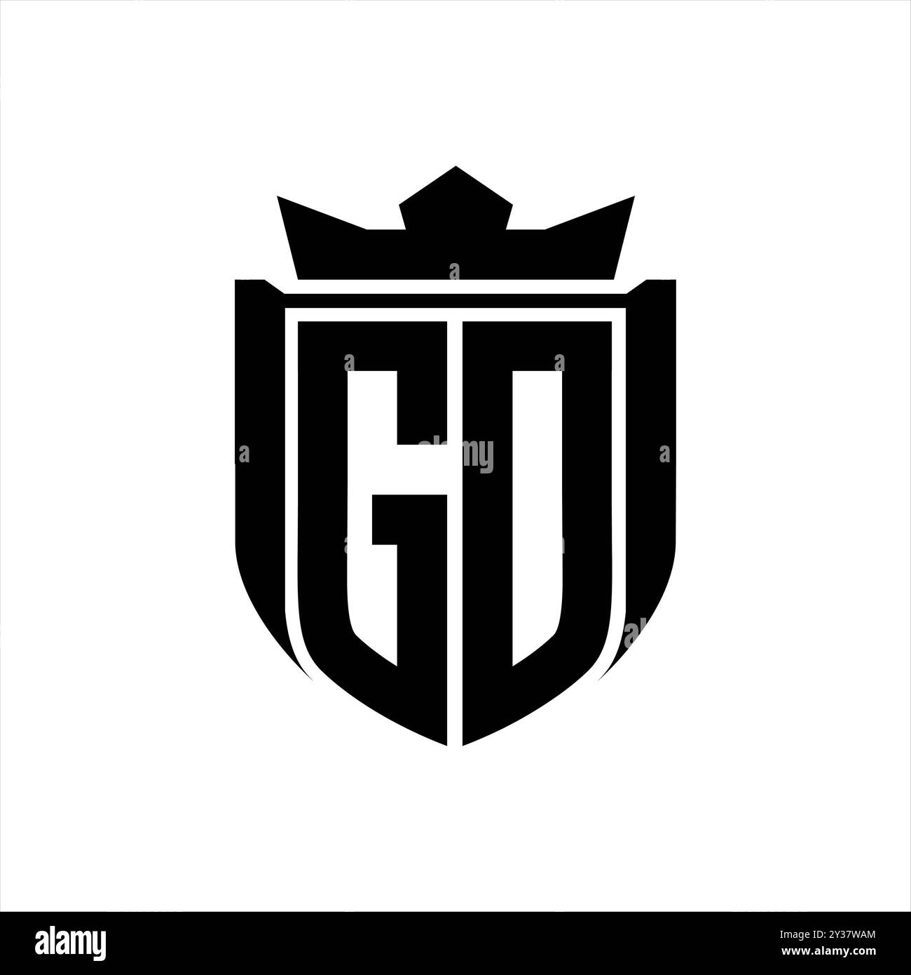 GD Letter logo with shield shape inside shield badge crown on white ...