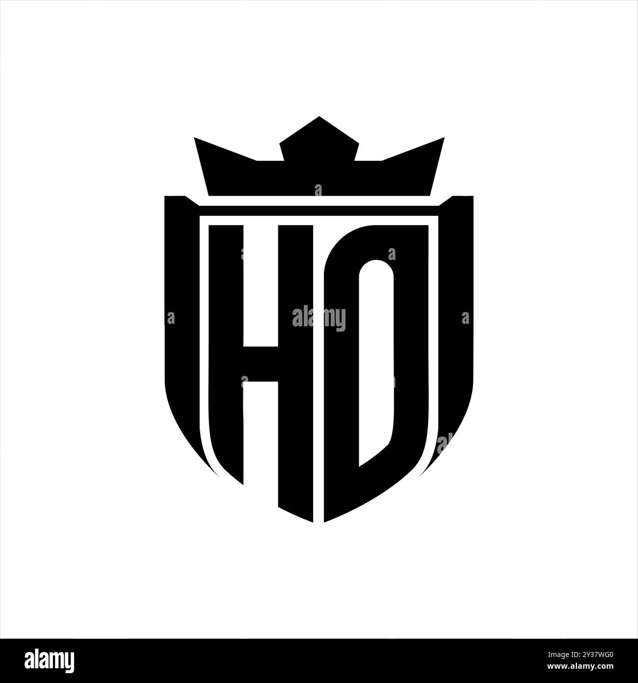 HO Letter logo with shield shape inside shield badge crown on white ...
