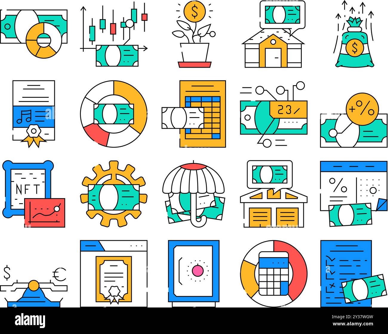 Asset Management Digital Business Icons Set Vector Stock Vector Image And Art Alamy