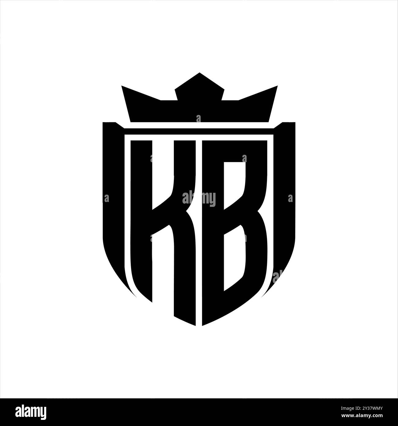 KB Letter logo with shield shape inside shield badge crown on white ...