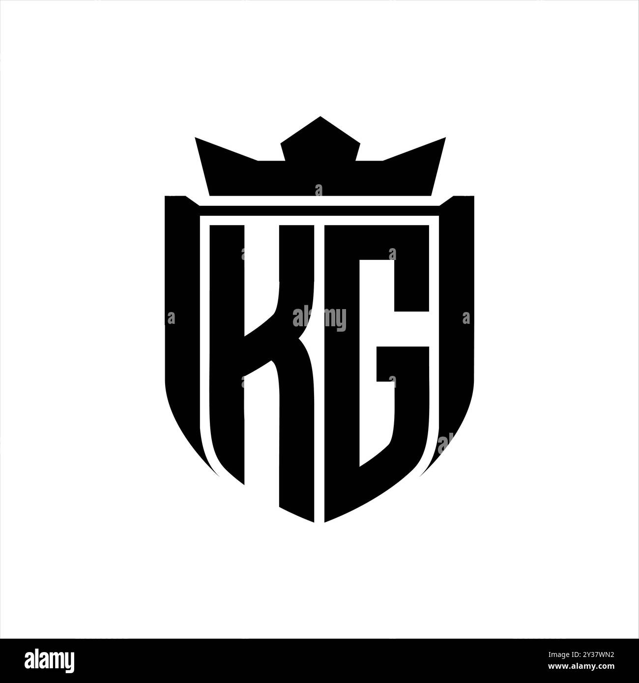 KG Letter logo with shield shape inside shield badge crown on white ...