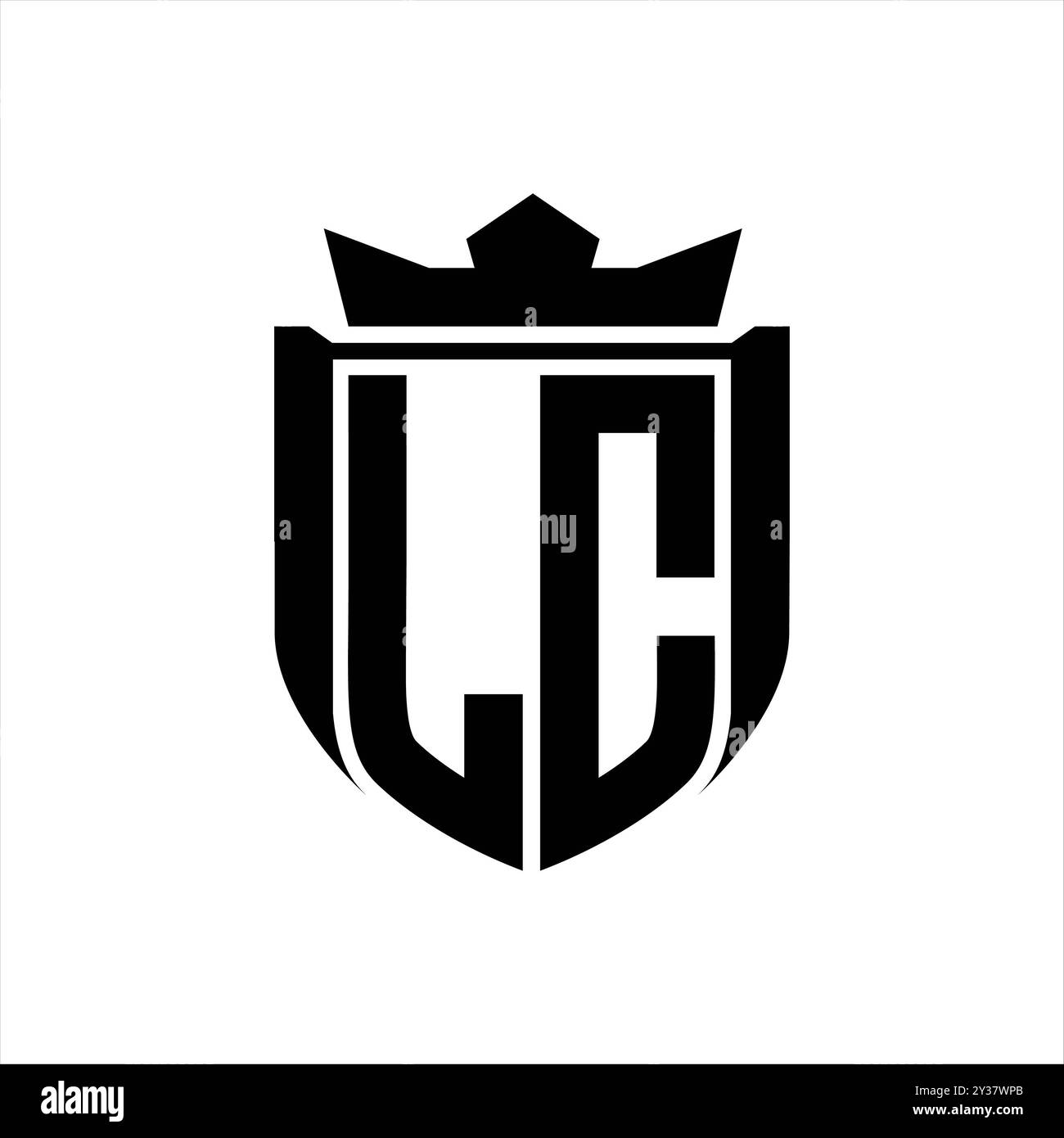 LC Letter logo with shield shape inside shield badge crown on white ...