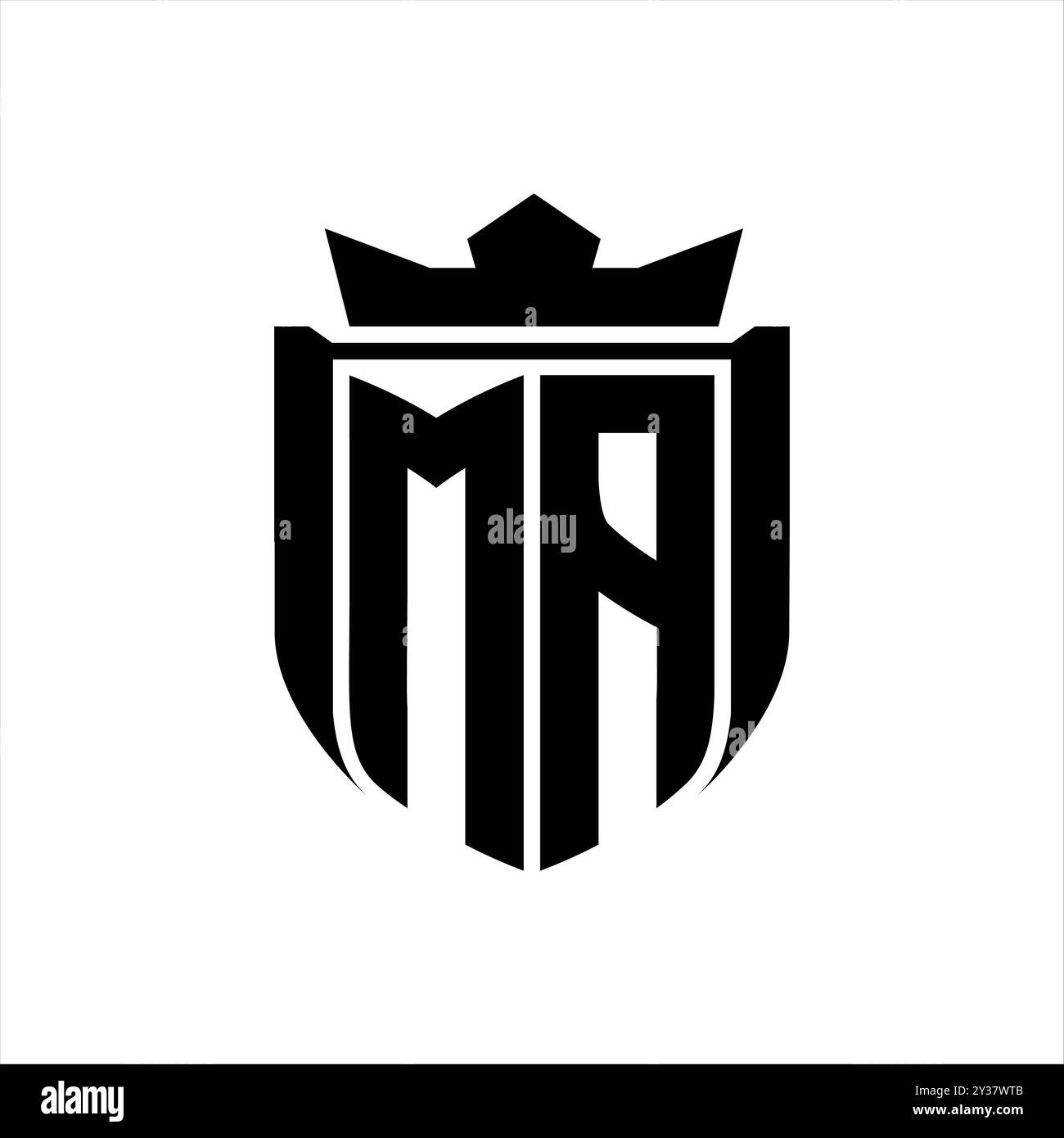 MA Letter logo with shield shape inside shield badge crown on white ...