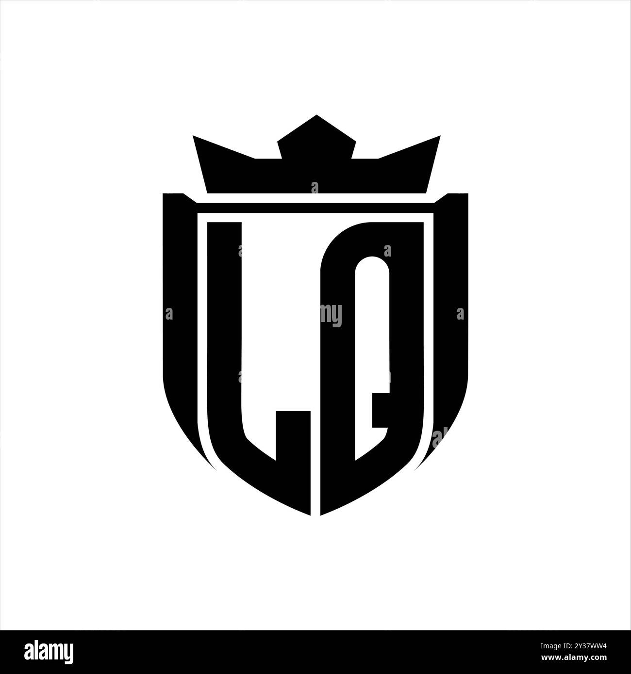 LQ Letter logo with shield shape inside shield badge crown on white ...