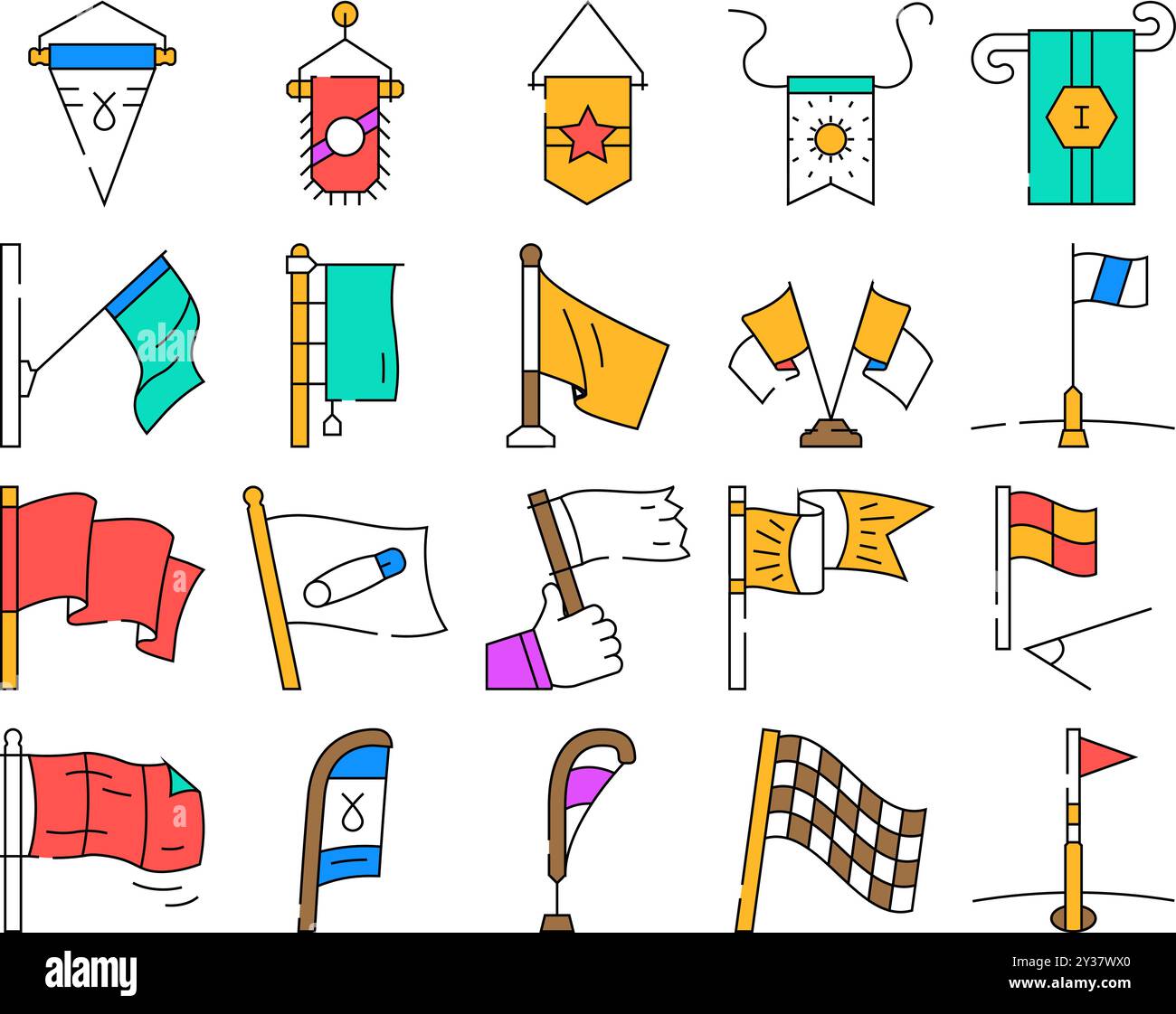flag start web pennant map icons set vector Stock Vector Image & Art - Alamy