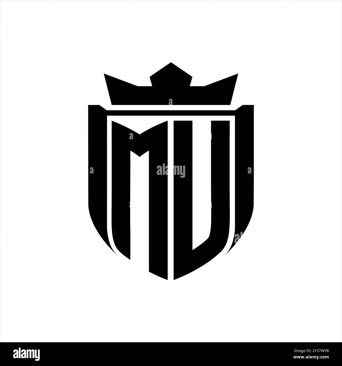 MU Letter logo with shield shape inside shield badge crown on white ...