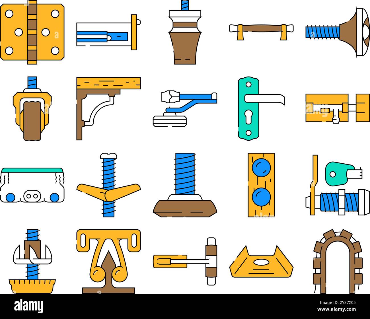 furniture fitting construction icons set vector Stock Vector Image ...