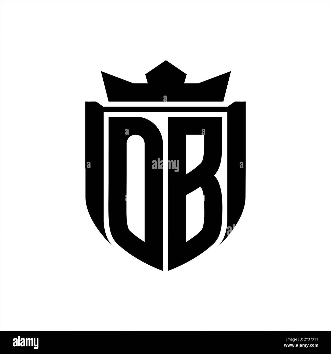 OB Letter logo with shield shape inside shield badge crown on white ...