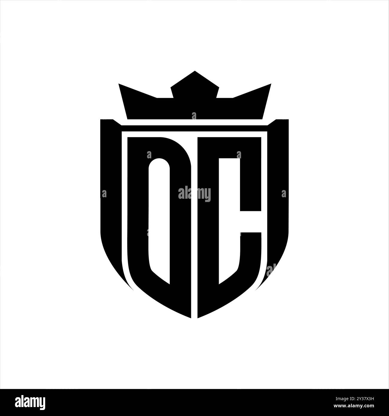 OC Letter logo with shield shape inside shield badge crown on white ...