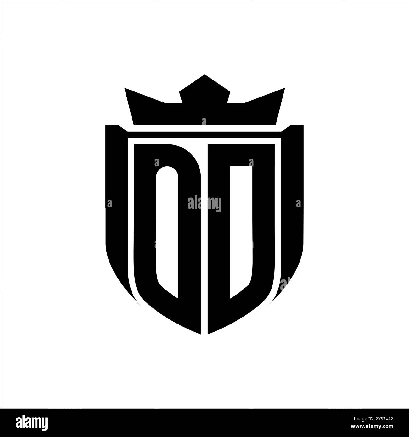 OD Letter logo with shield shape inside shield badge crown on white background template design ...