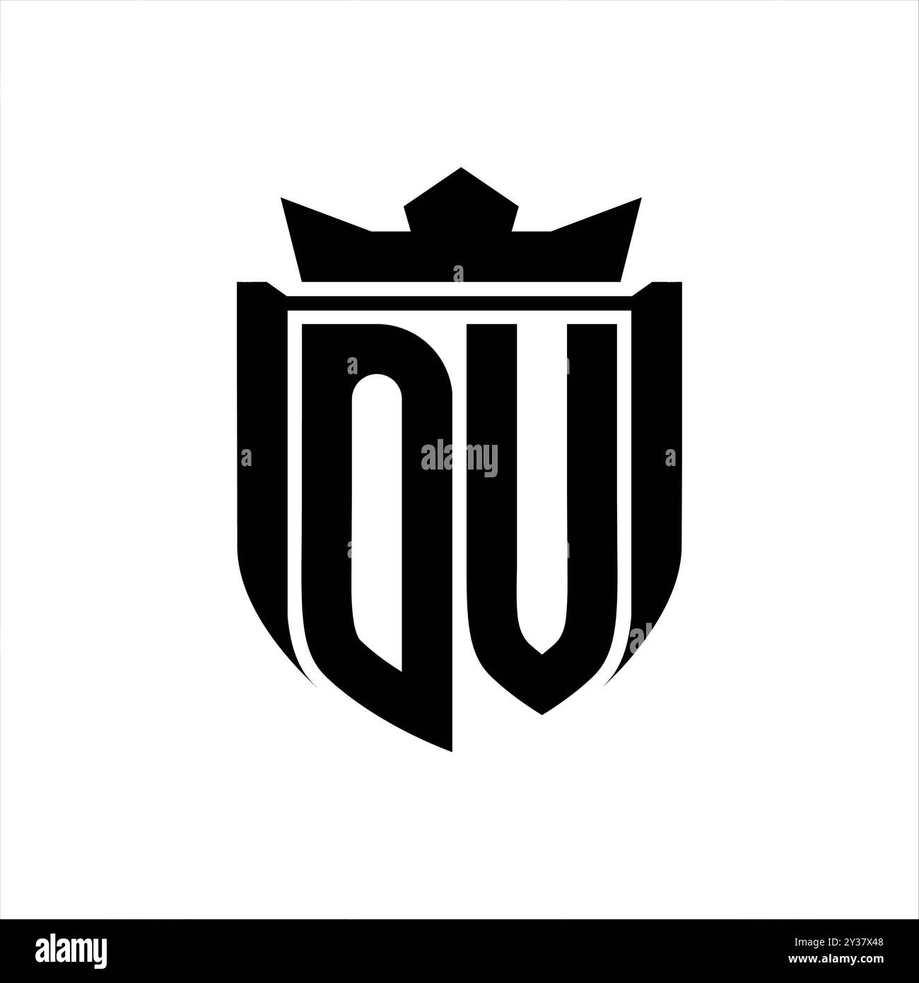 OV Letter logo with shield shape inside shield badge crown on white background template design ...