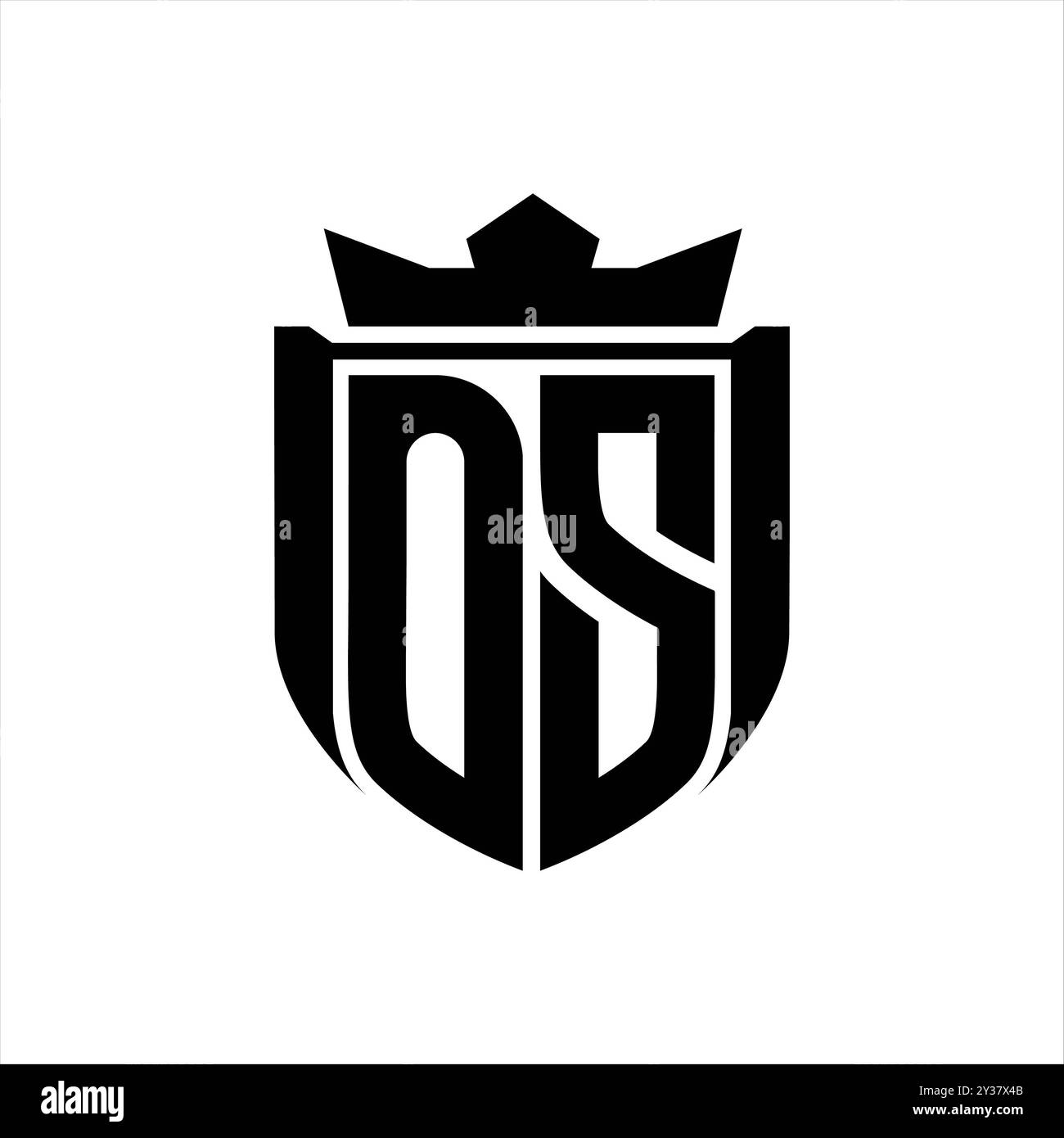 OS Letter logo with shield shape inside shield badge crown on white ...