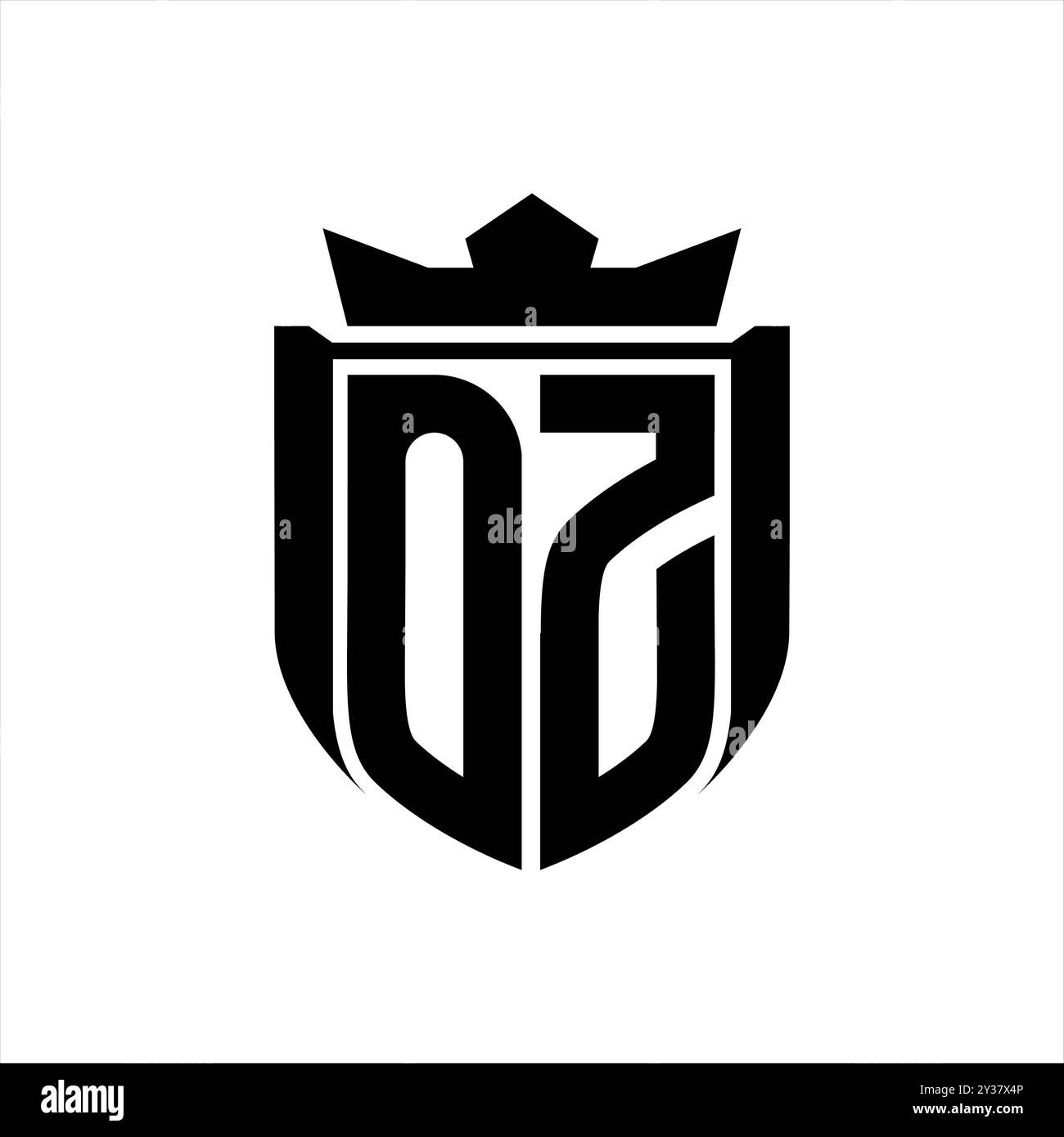 OZ Letter logo with shield shape inside shield badge crown on white ...