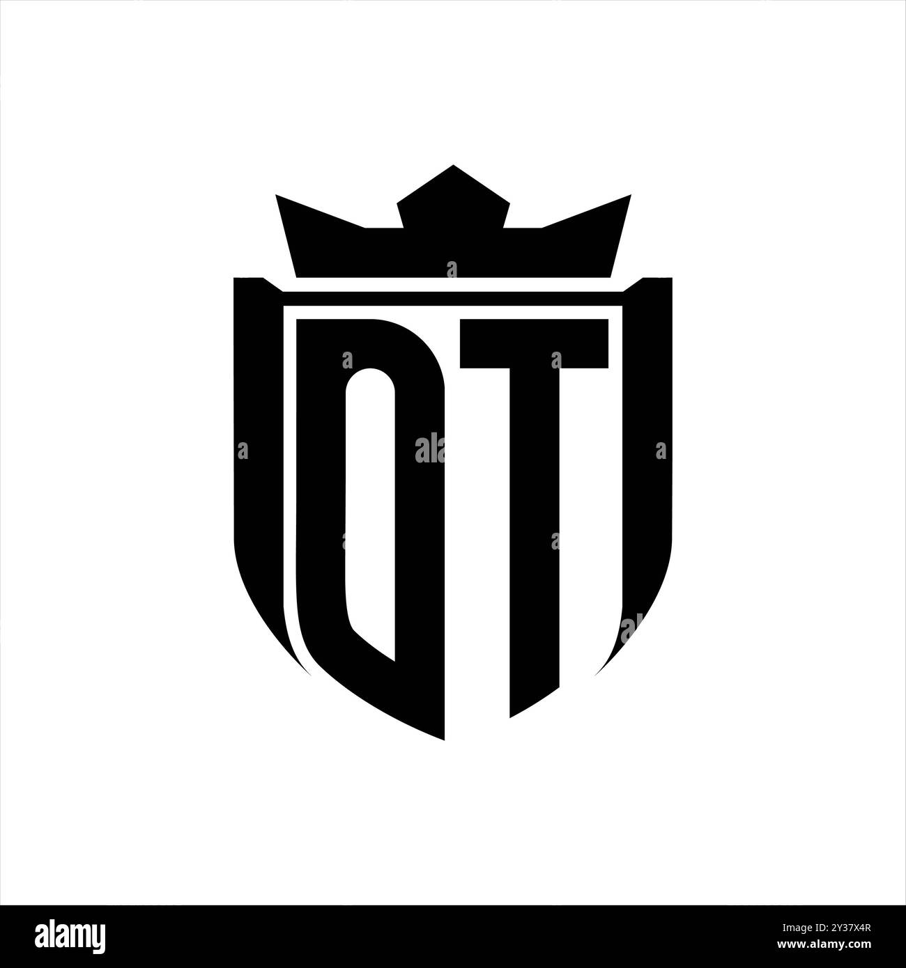 OT Letter logo with shield shape inside shield badge crown on white background template design ...