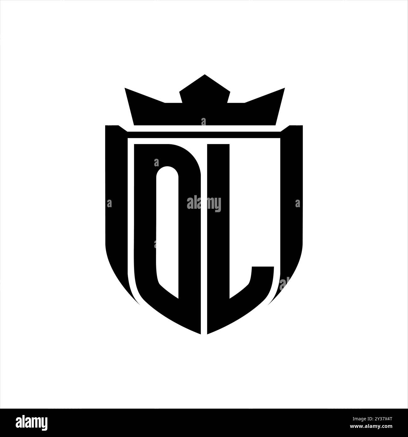 OL Letter logo with shield shape inside shield badge crown on white ...