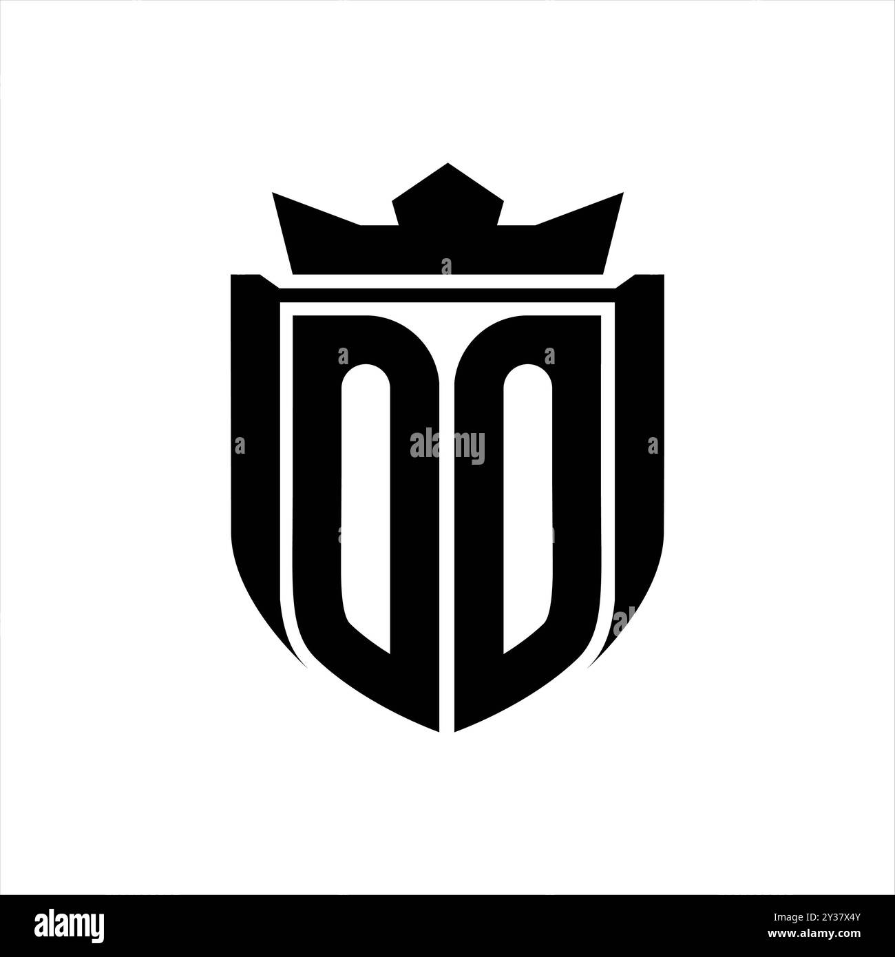 OO Letter logo with shield shape inside shield badge crown on white ...