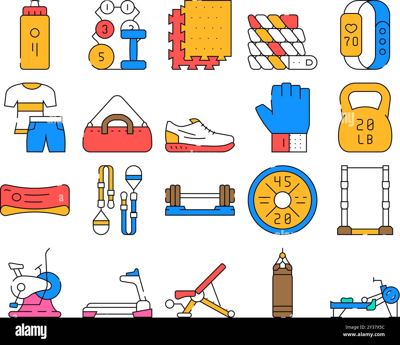 fitness gym exercise icons set vector Stock Vector Image & Art - Alamy