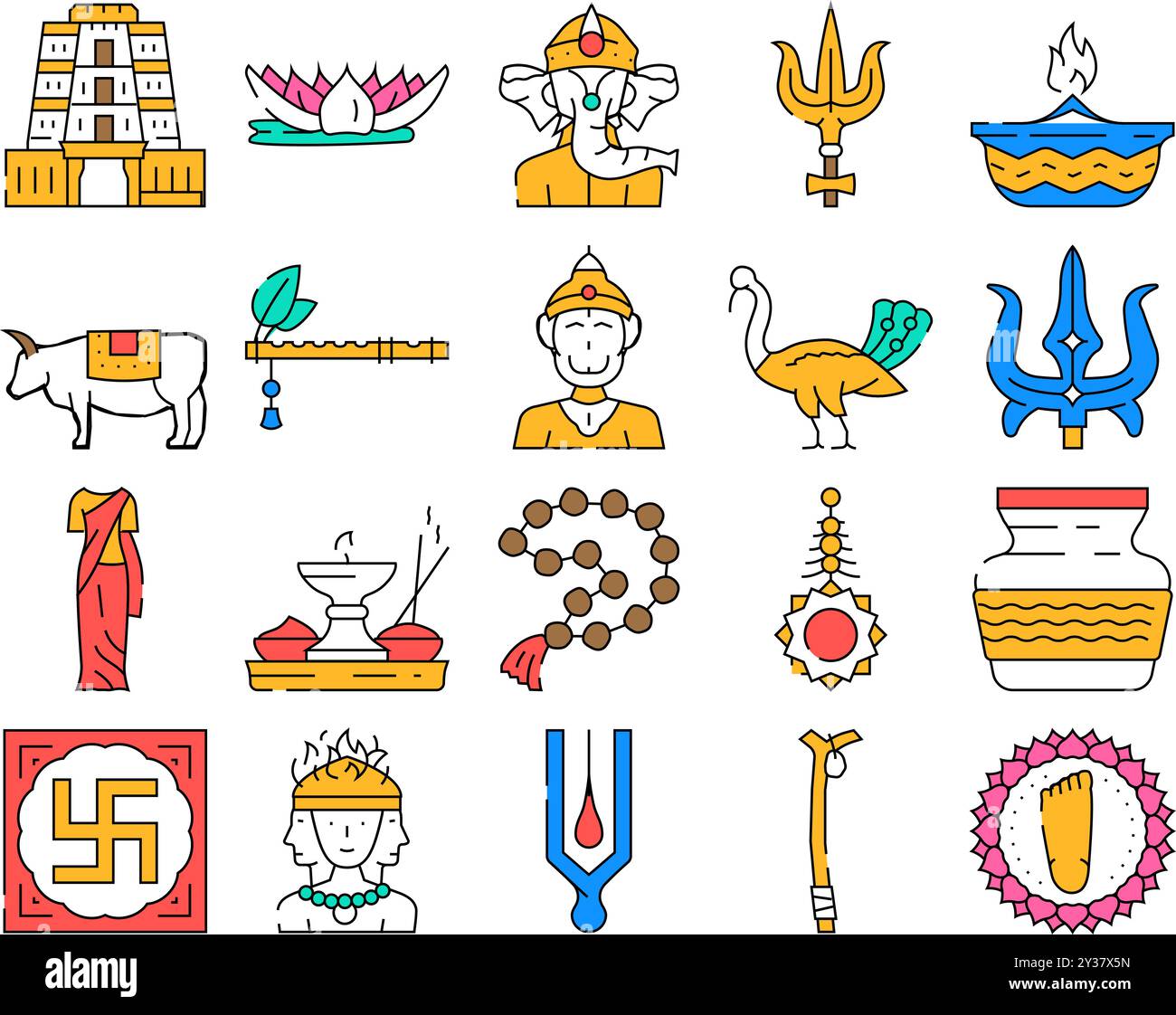 hinduism hindu god om icons set vector Stock Vector Image & Art - Alamy