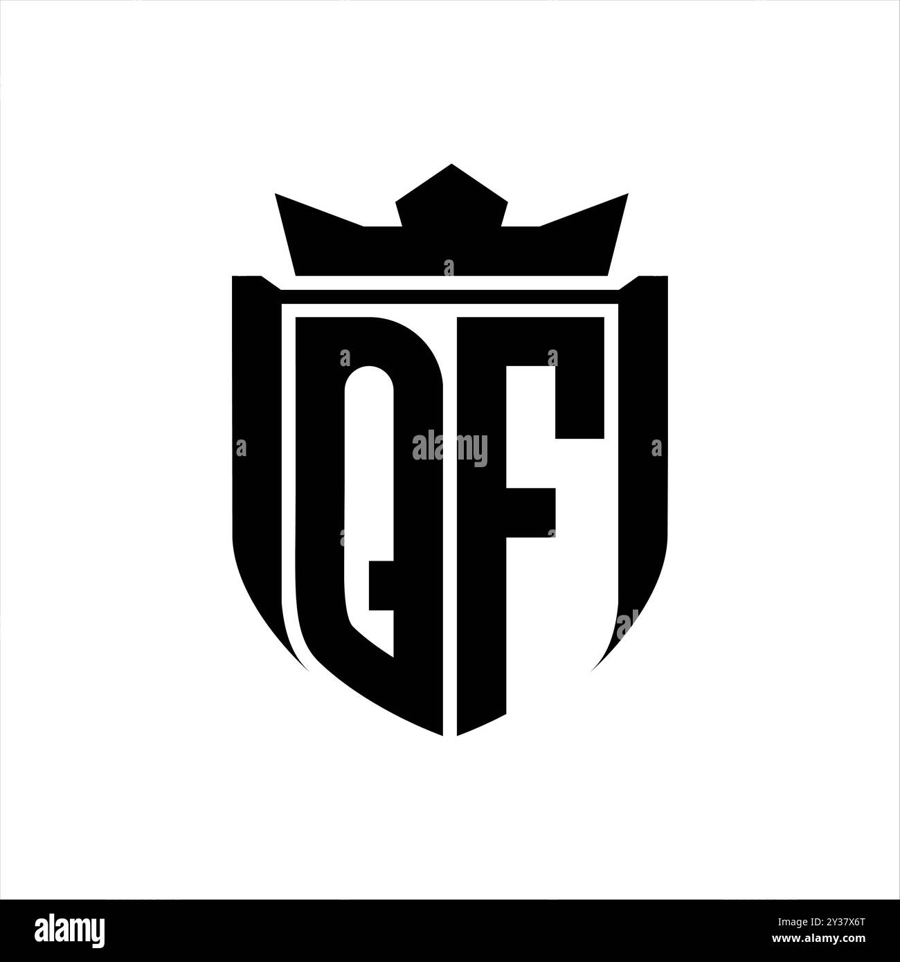 QF Letter logo with shield shape inside shield badge crown on white ...