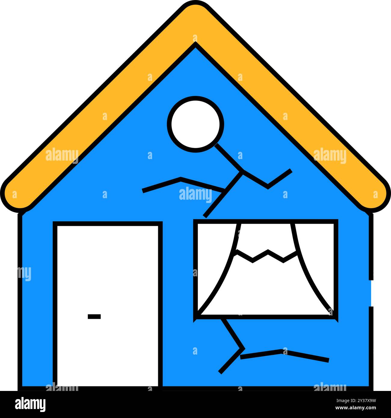 broken damaged house icon color illustration Stock Vector Image & Art ...