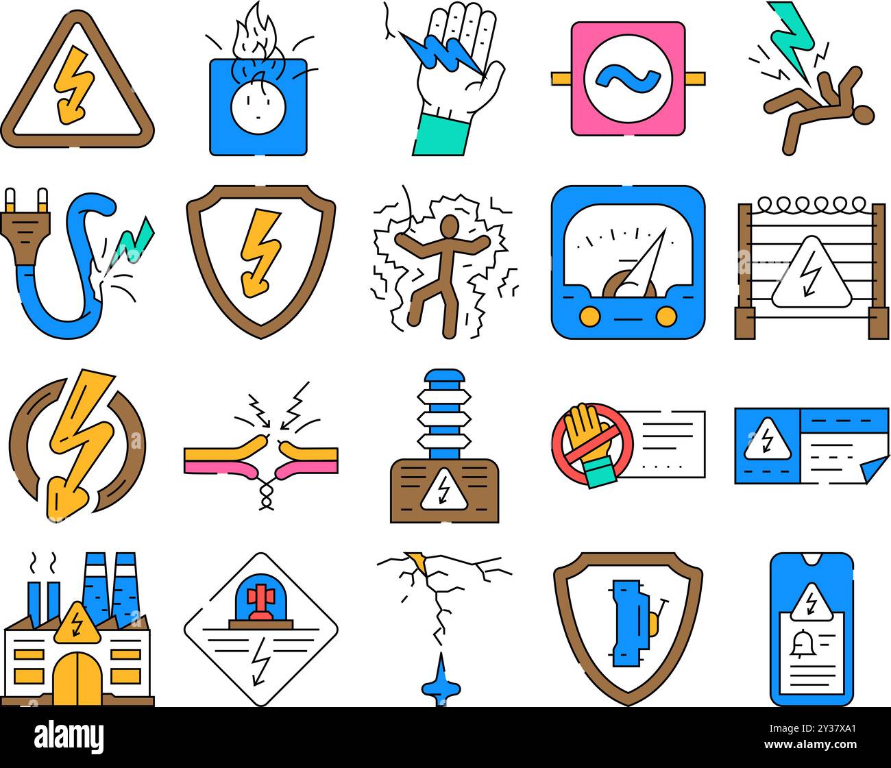 electrical danger voltage icons set vector Stock Vector Image & Art - Alamy