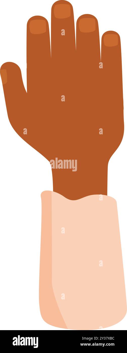 Open palm of dark skin color with index finger raised up, isolated on ...