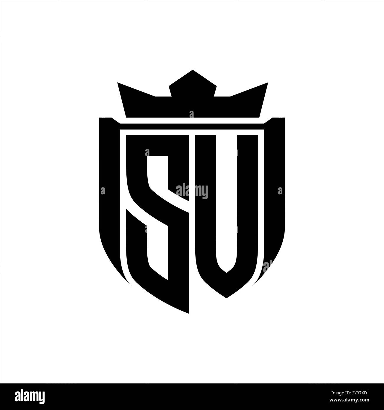 SV Letter logo with shield shape inside shield badge crown on white ...
