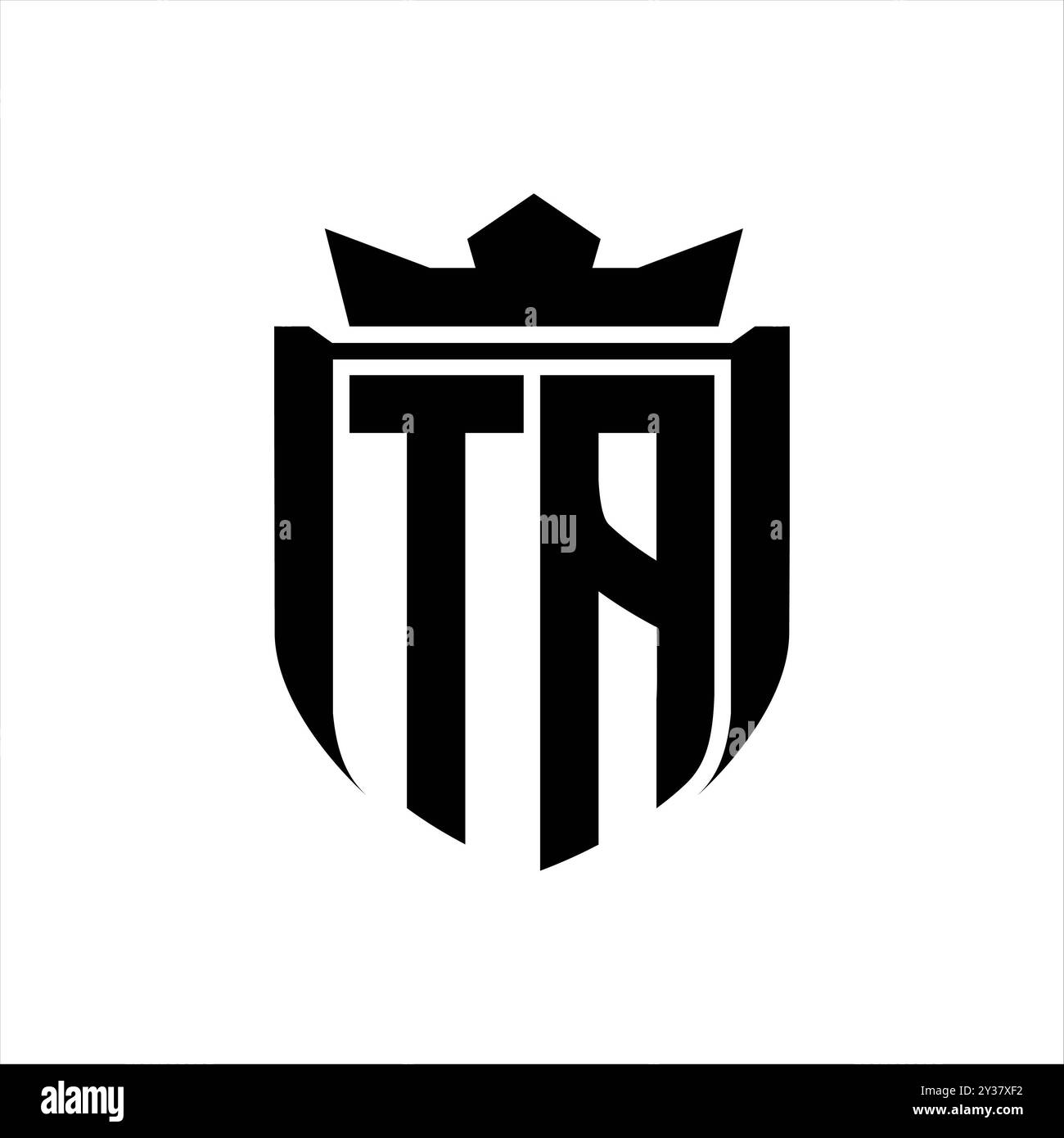 TA Letter logo with shield shape inside shield badge crown on white ...