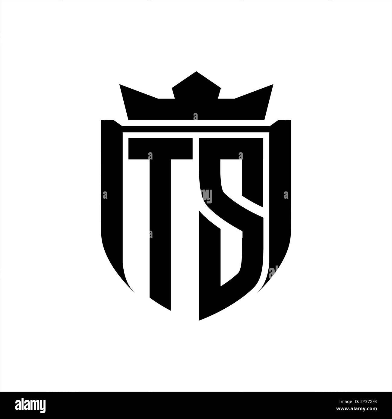 TS Letter logo with shield shape inside shield badge crown on white background template design ...