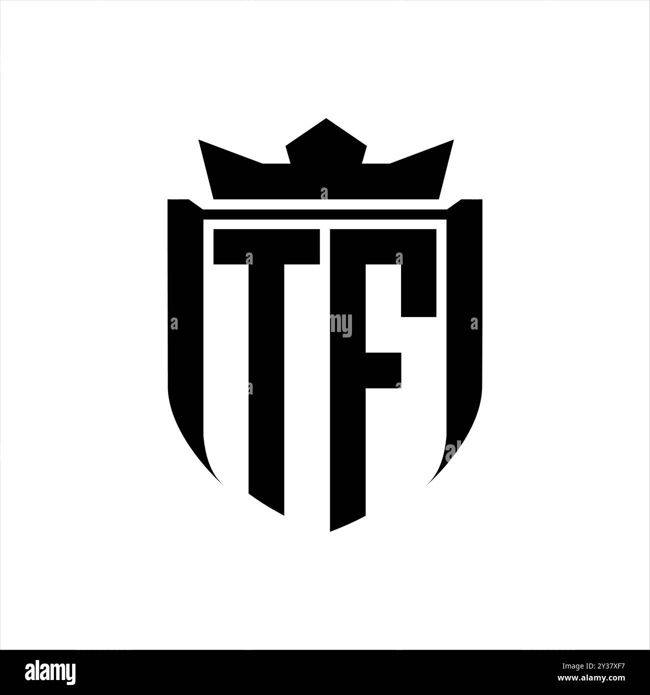 TF Letter logo with shield shape inside shield badge crown on white ...