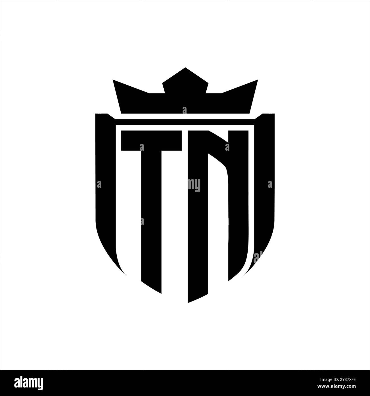 TN Letter logo with shield shape inside shield badge crown on white ...
