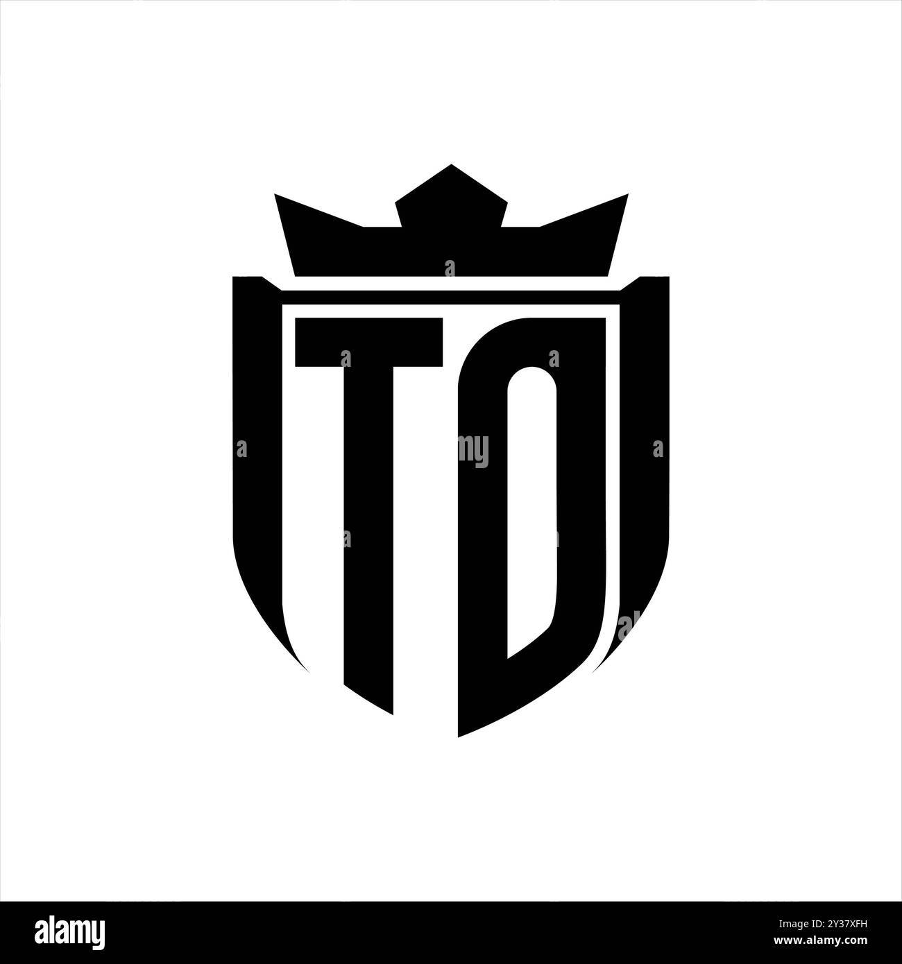 TO Letter logo with shield shape inside shield badge crown on white background template design ...