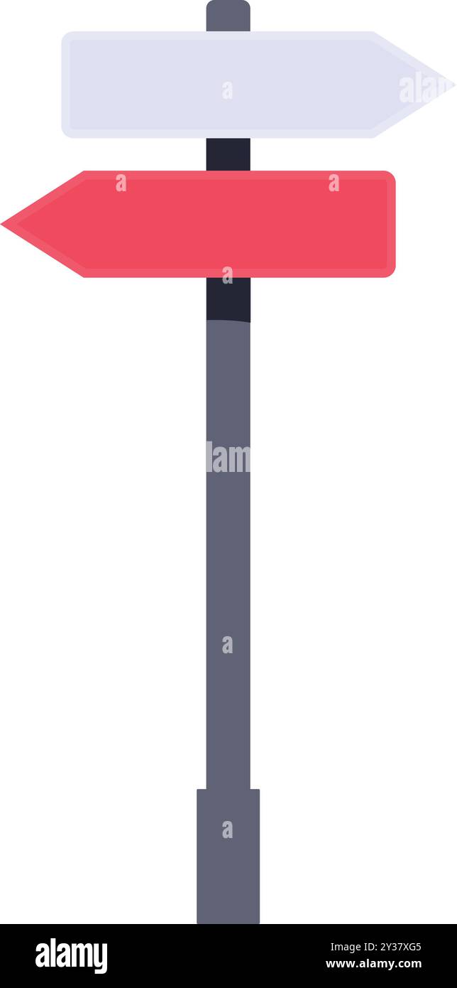 Blank red and white directional street sign pointing in opposite ...