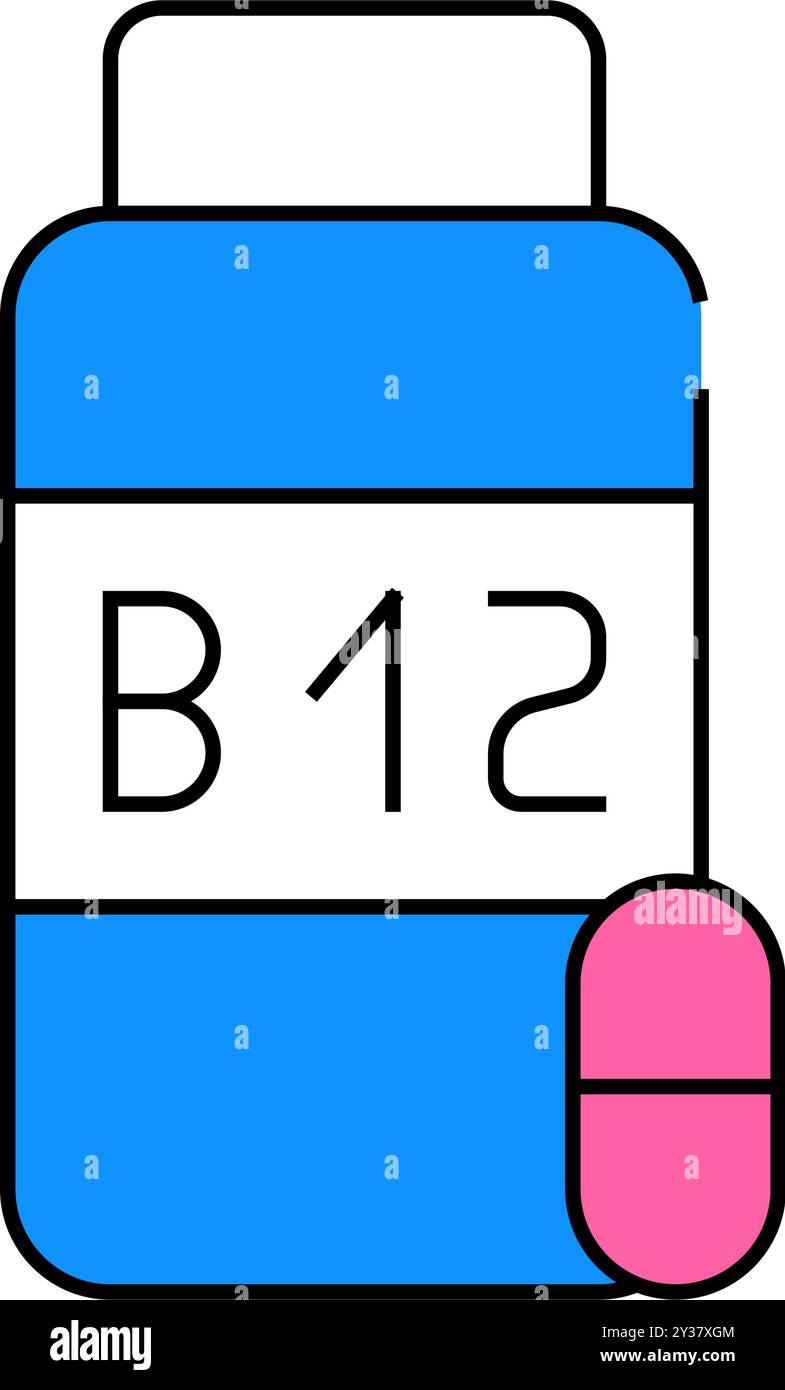 vitamins b12 vector symbol illustration icon color illustration Stock ...