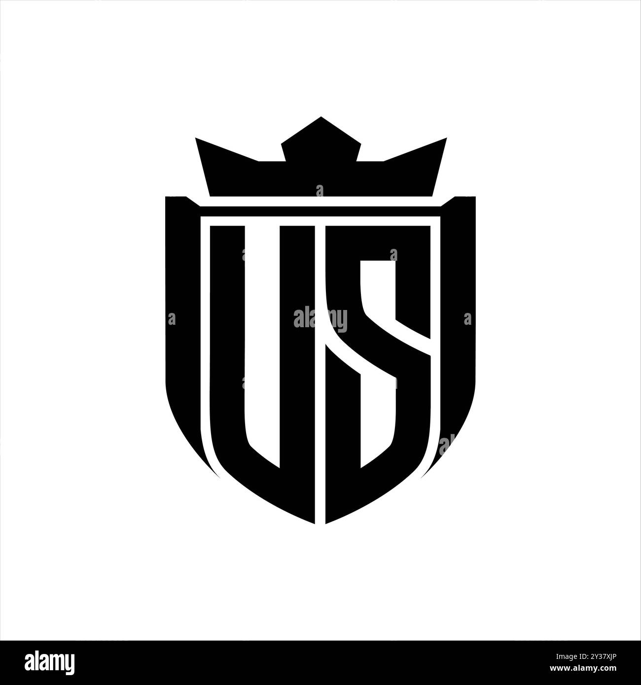 US Letter logo with shield shape inside shield badge crown on white background template design ...