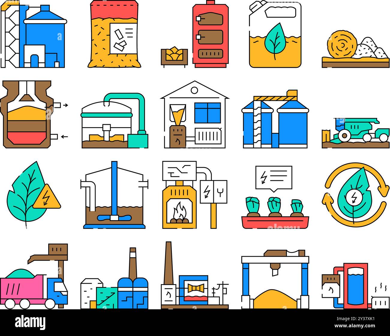 biomass energy plant green icons set vector Stock Vector Image & Art ...