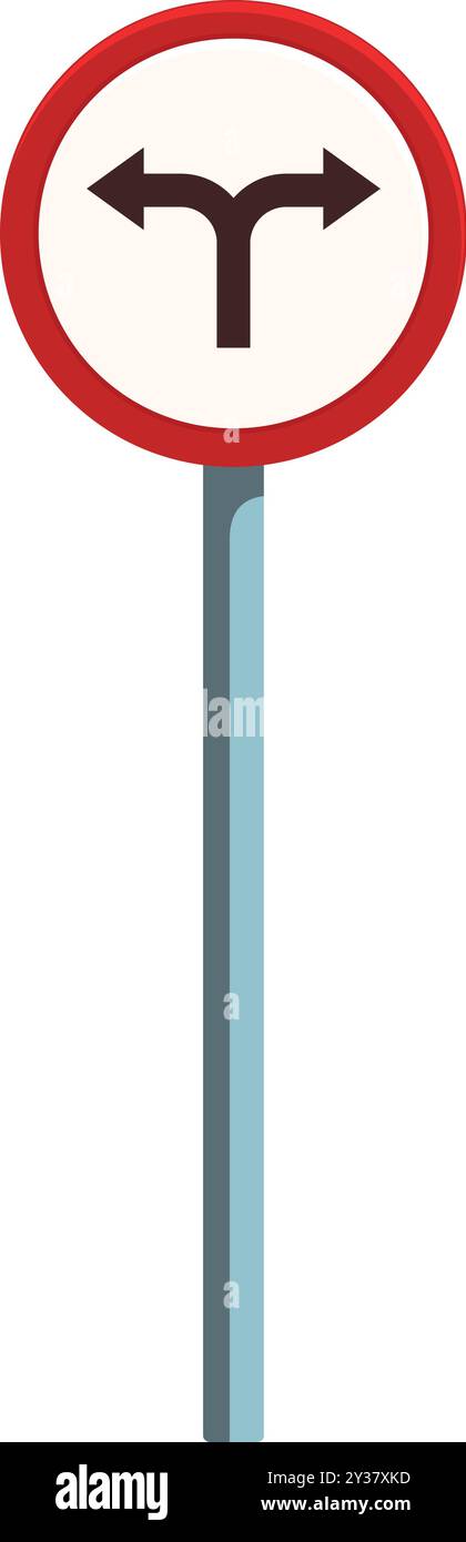 Road sign showing two black arrows pointing in opposite directions, symbolizing the need to make ...