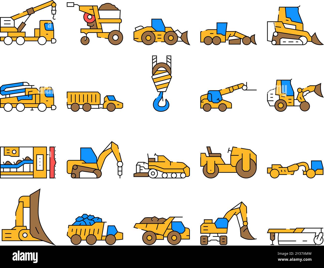 construction vehicle heavy icons set vector Stock Vector Image & Art ...