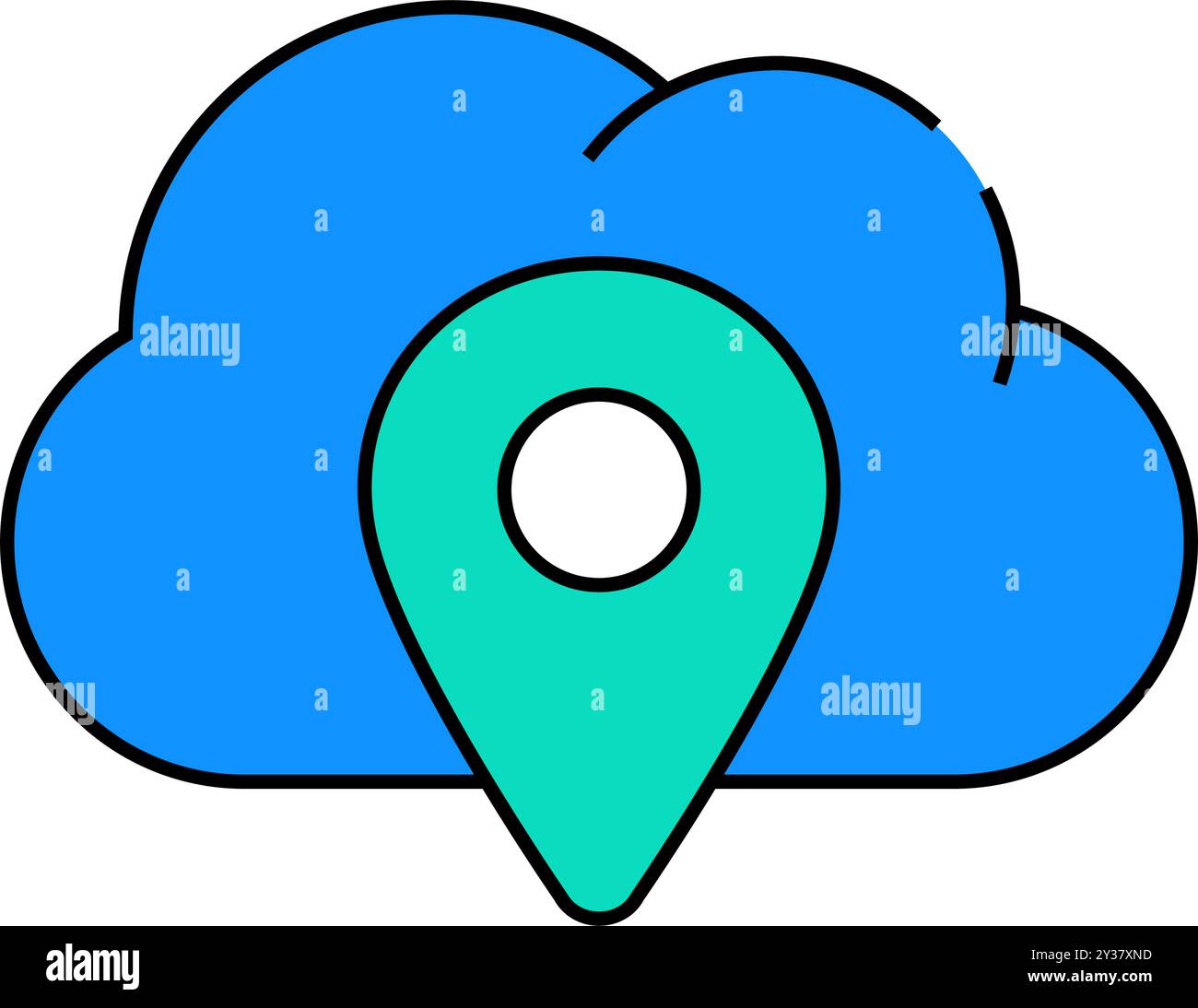 gps location cloud storage icon color illustration Stock Vector Image ...