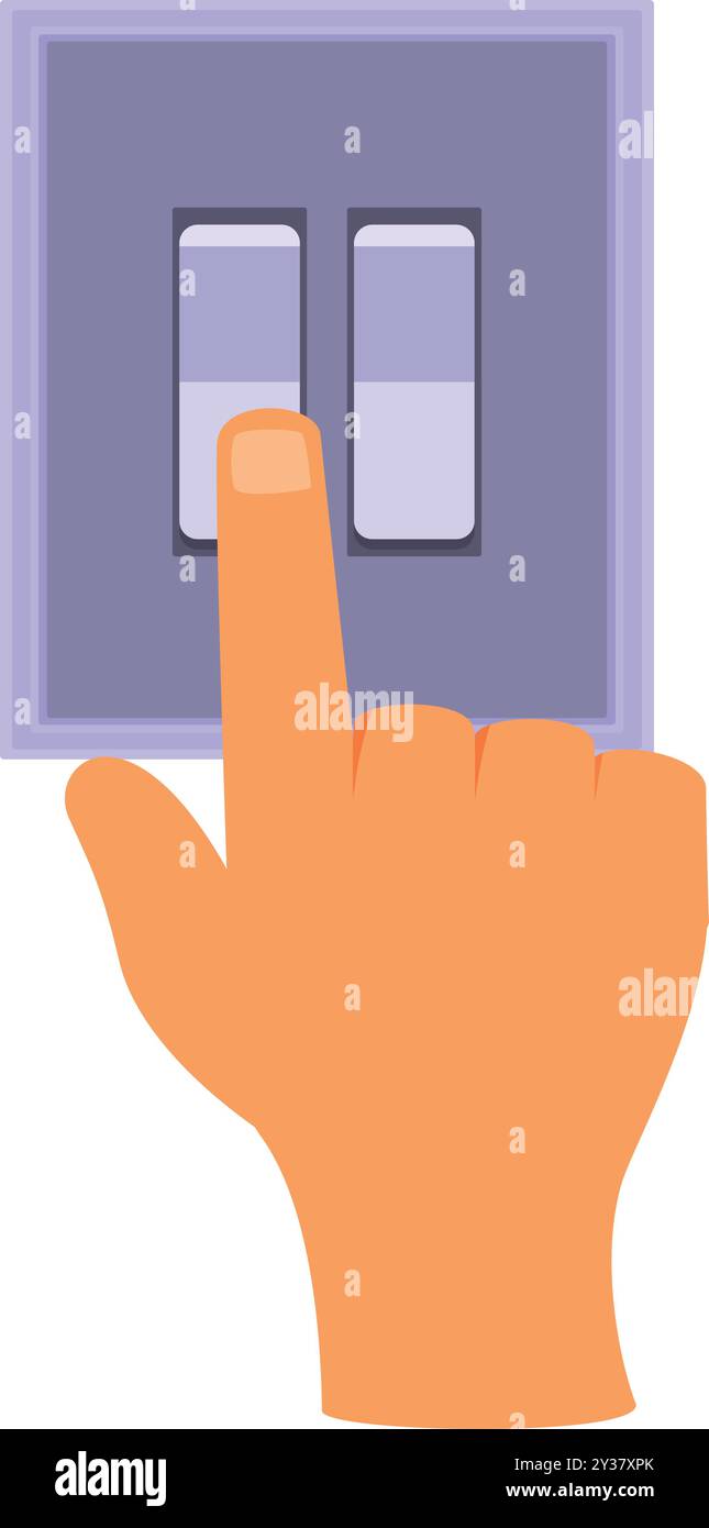 Hand turning on a light switch with its index finger Stock Vector Image ...
